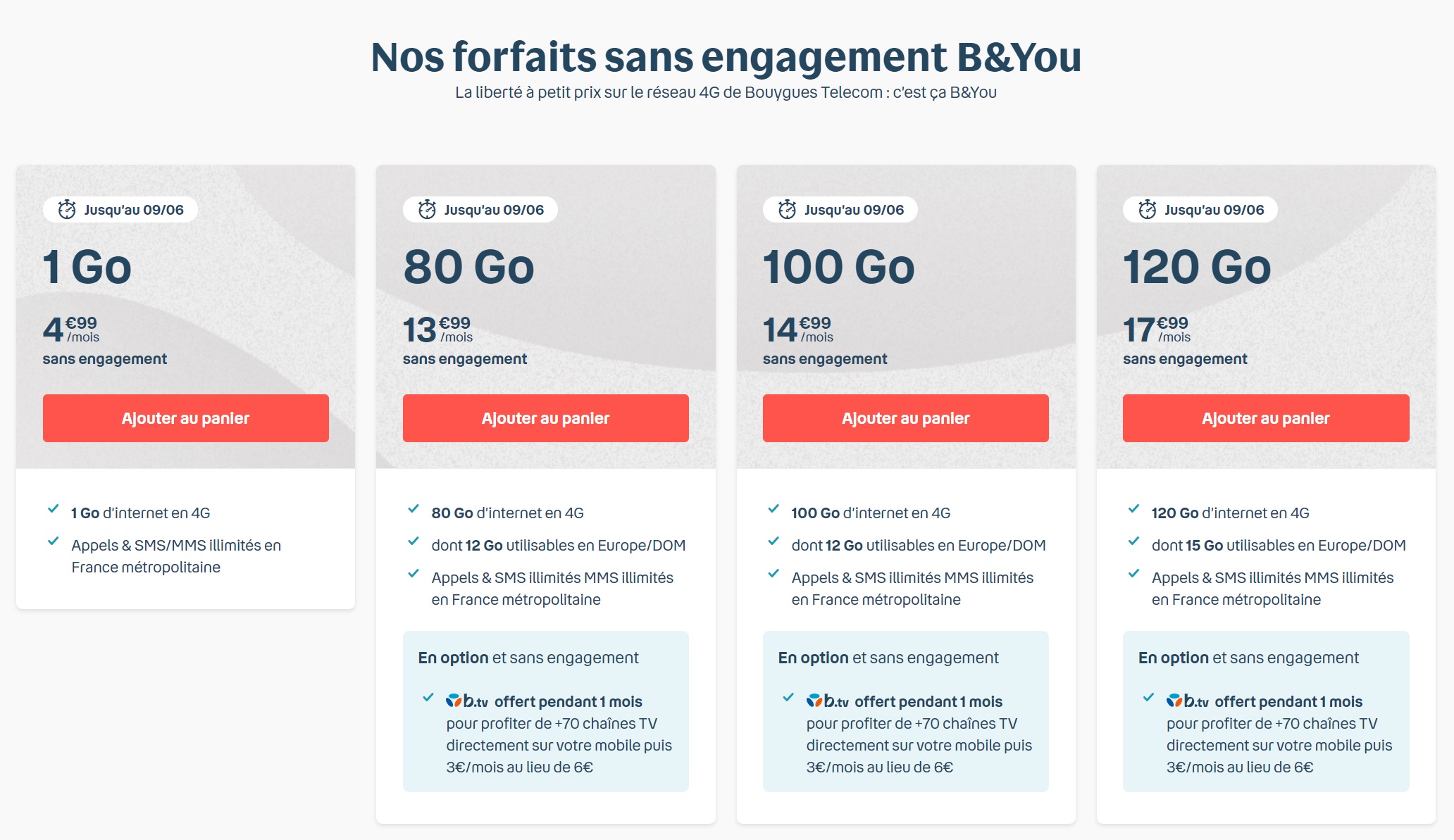 🔥 Bon plan : forfaits mobile B&You 40 Go à 9,99 euros et 60 Go à 14,99 euros
